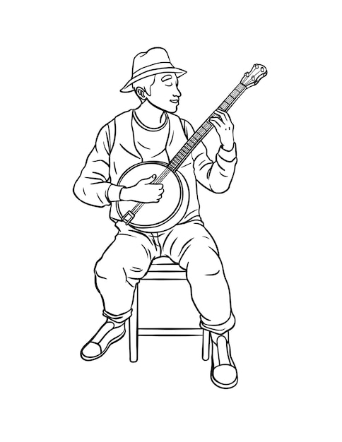 Banjoist página para colorear aislada para niños | Vector Premium Banjoist página para colorear aislada para niños | Vector Premium