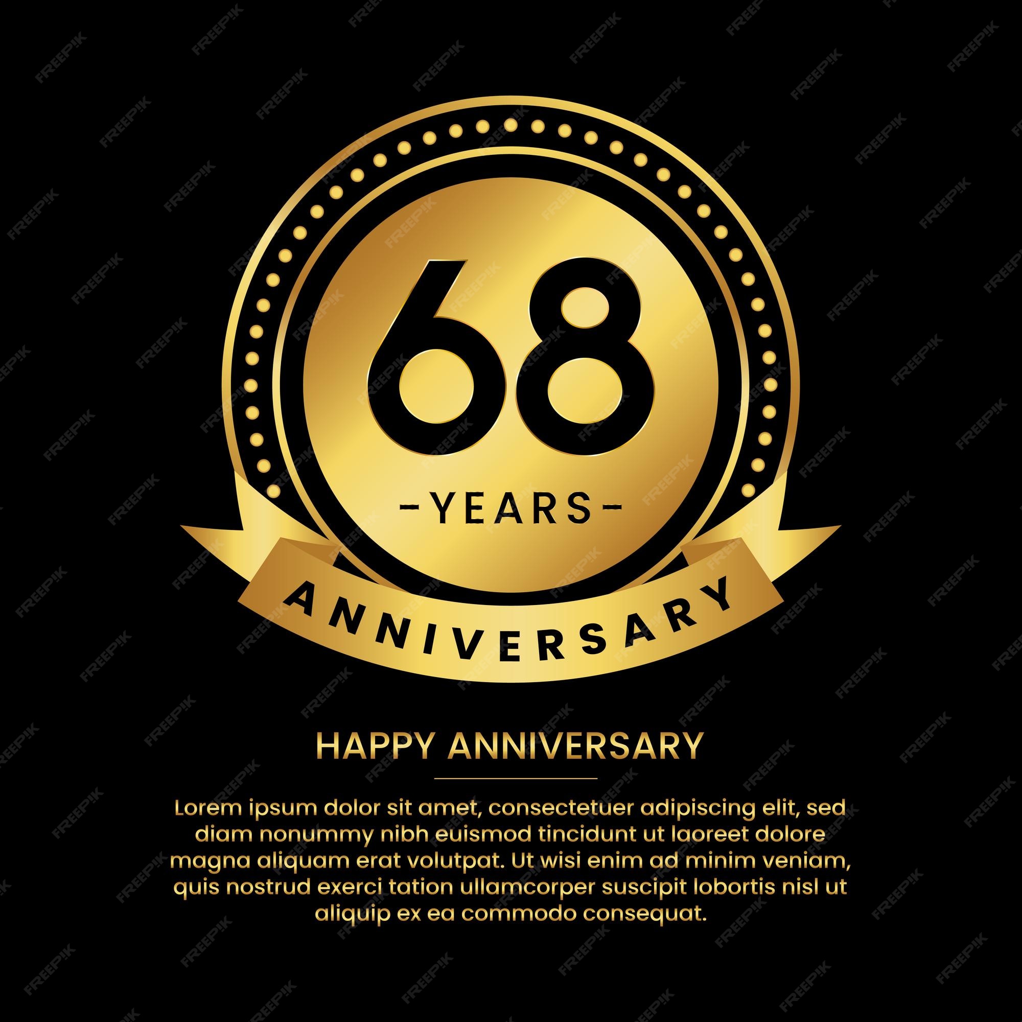 Banner de aniversario de 68 años con lujosos círculos dorados y medios ... Banner de aniversario de 68 años con lujosos círculos dorados y medios ...
