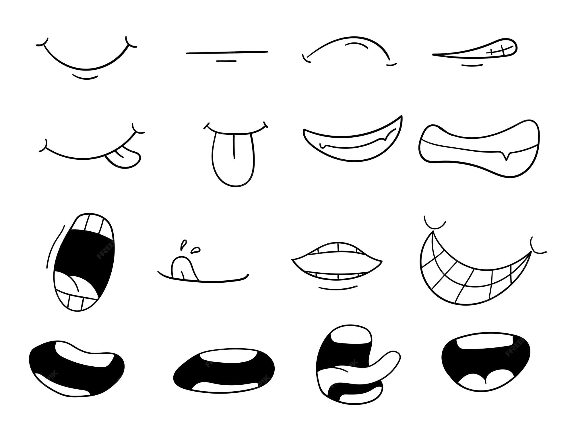 Boca de dibujos animados sonrisa feliz expresión triste conjunto boca ... Boca de dibujos animados sonrisa feliz expresión triste conjunto boca ...
