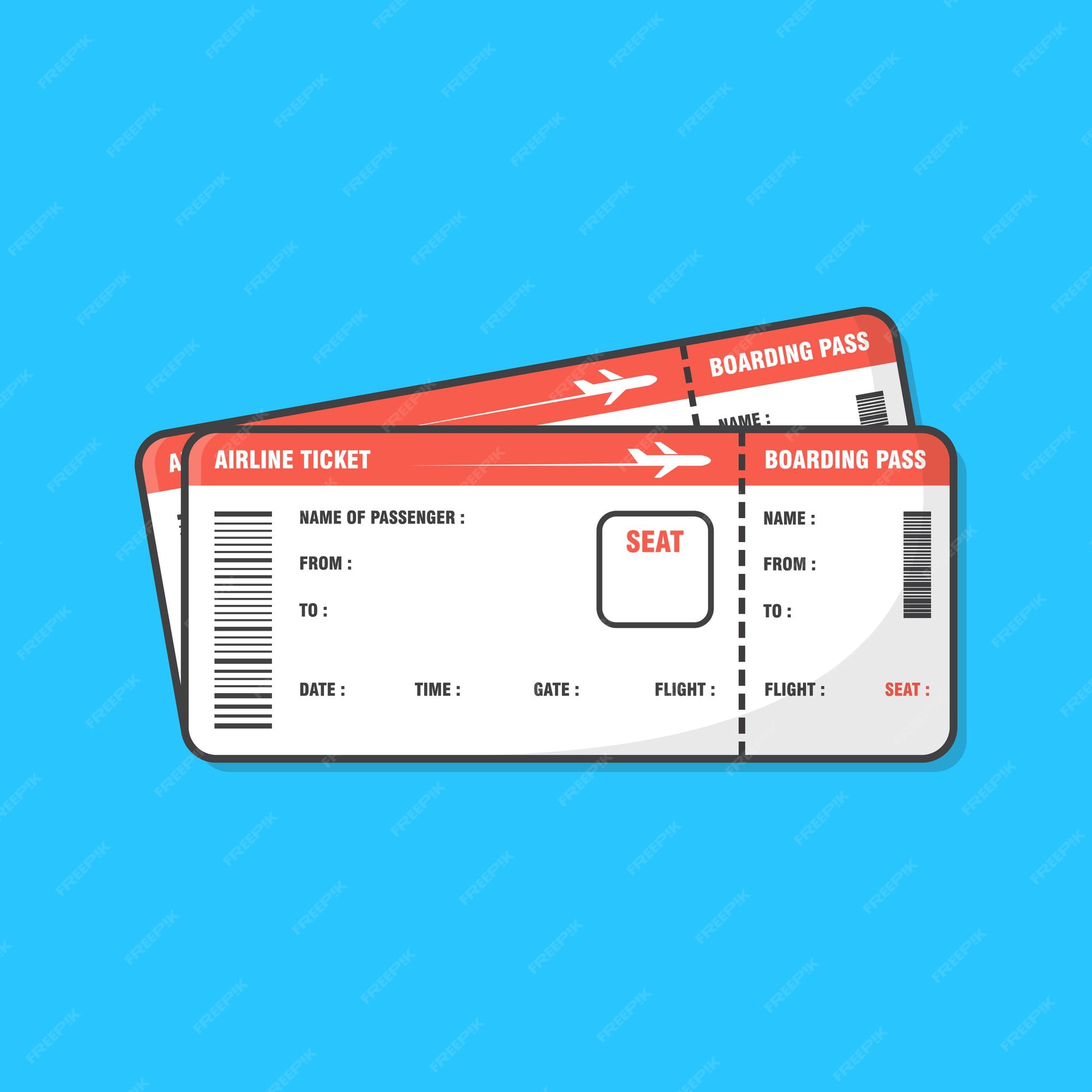 Boleto de la tarjeta de embarque de la aerolínea aislado en azul ... Boleto de la tarjeta de embarque de la aerolínea aislado en azul ...