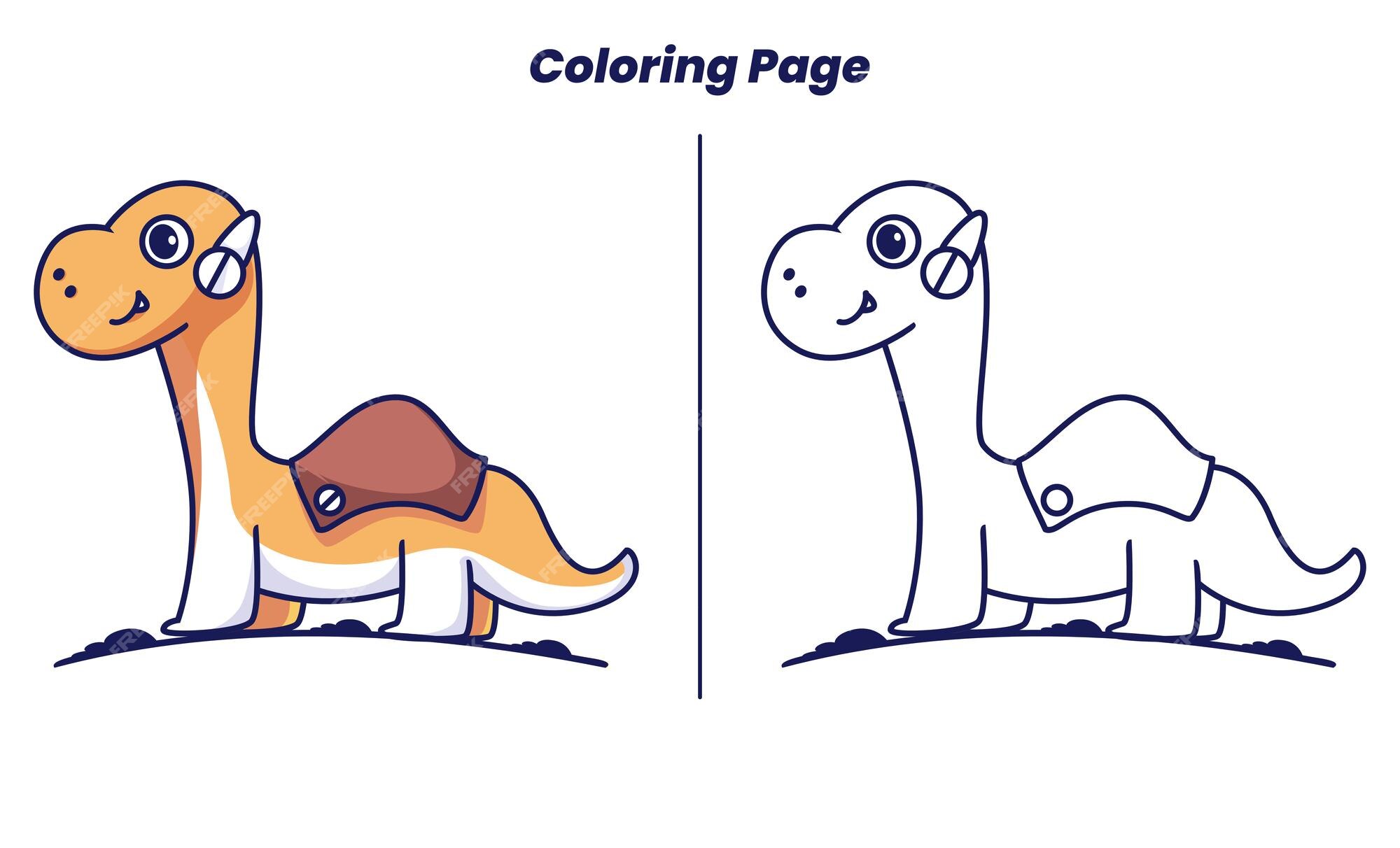 Brontosaurio Con Páginas Para Colorear Adecuadas Para Niños Vector