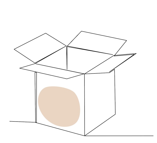 Caja abierta dibujando una línea continua | Vector Premium Caja abierta dibujando una línea continua | Vector Premium