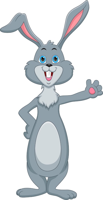 Caricatura, lindo, conejo, ondulación, blanco, plano de fondo | Vector ... Caricatura, lindo, conejo, ondulación, blanco, plano de fondo | Vector ...