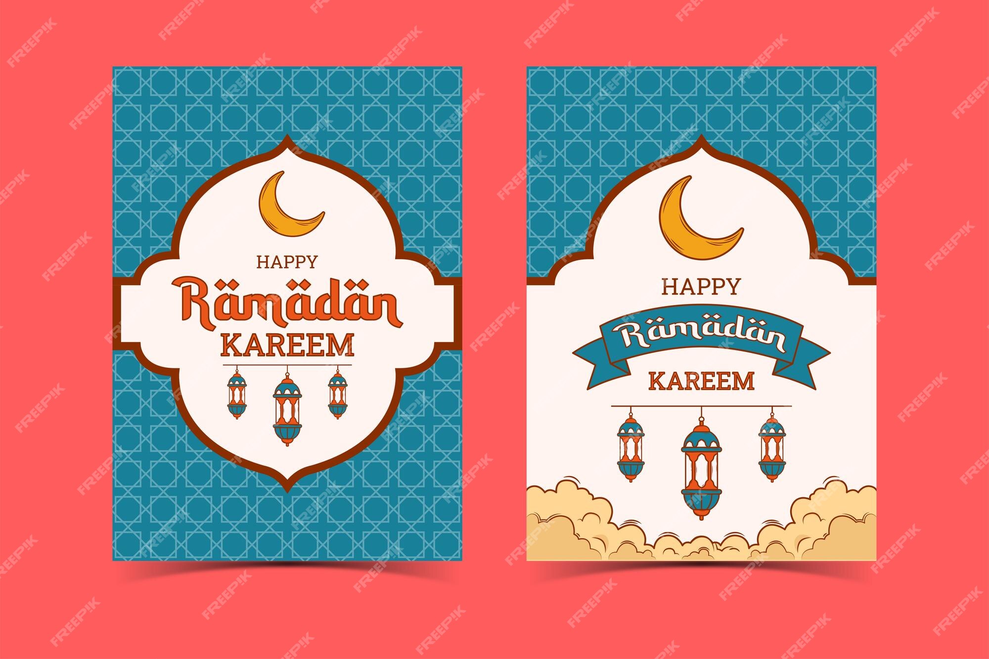 Colección De Diseños De Carteles Temáticos De Ramadan Kareem Vector