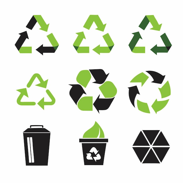 Una Colección De Logotipos De Reciclaje Que Incluyen Reciclaje Reciclable Y Reciclaje Vector