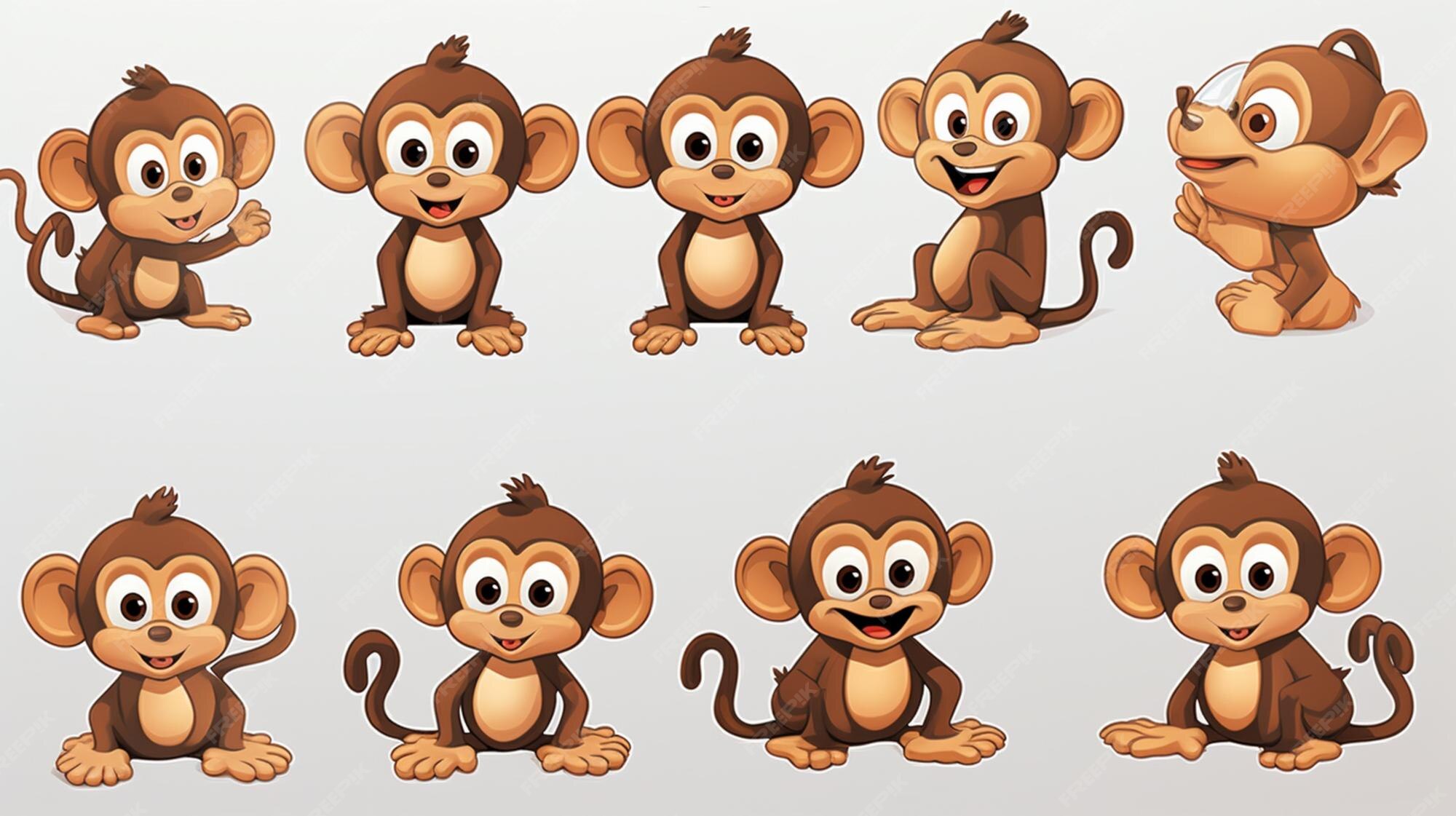Una colección de pequeños monos lindos | Vector Premium Una colección de pequeños monos lindos | Vector Premium