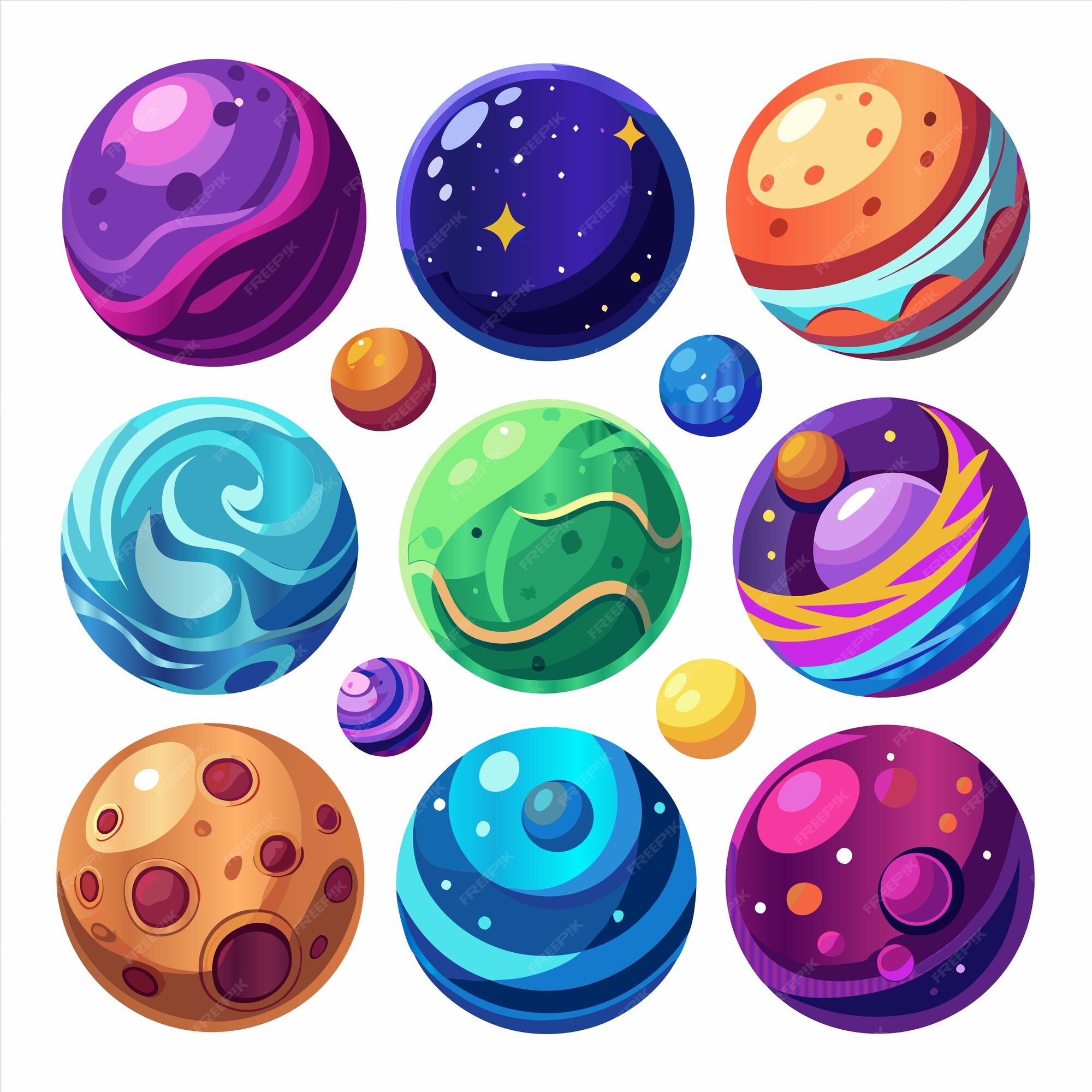 Una colección de planetas coloridos y planetas con las palabras ... Una colección de planetas coloridos y planetas con las palabras ...