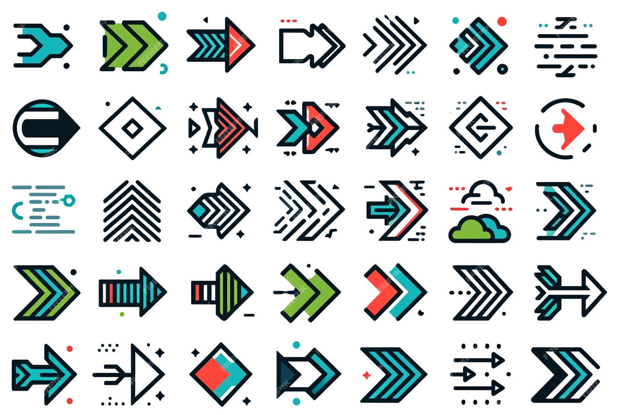 Colorosa Matriz De Flechas Direccionales Estilizadas Vector Premium