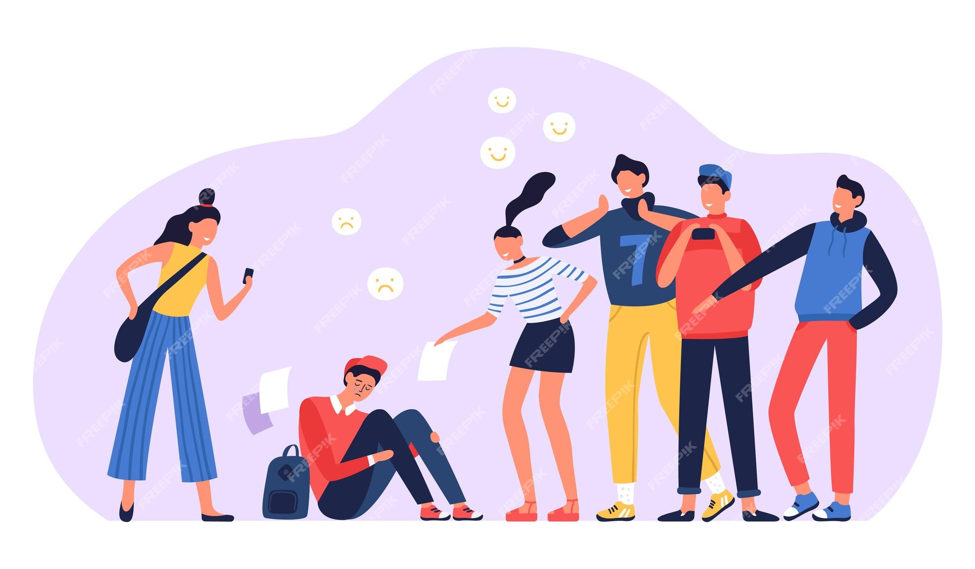Concepto de acoso escolar personas apuntando a niño | Vector Premium Concepto de acoso escolar personas apuntando a niño | Vector Premium