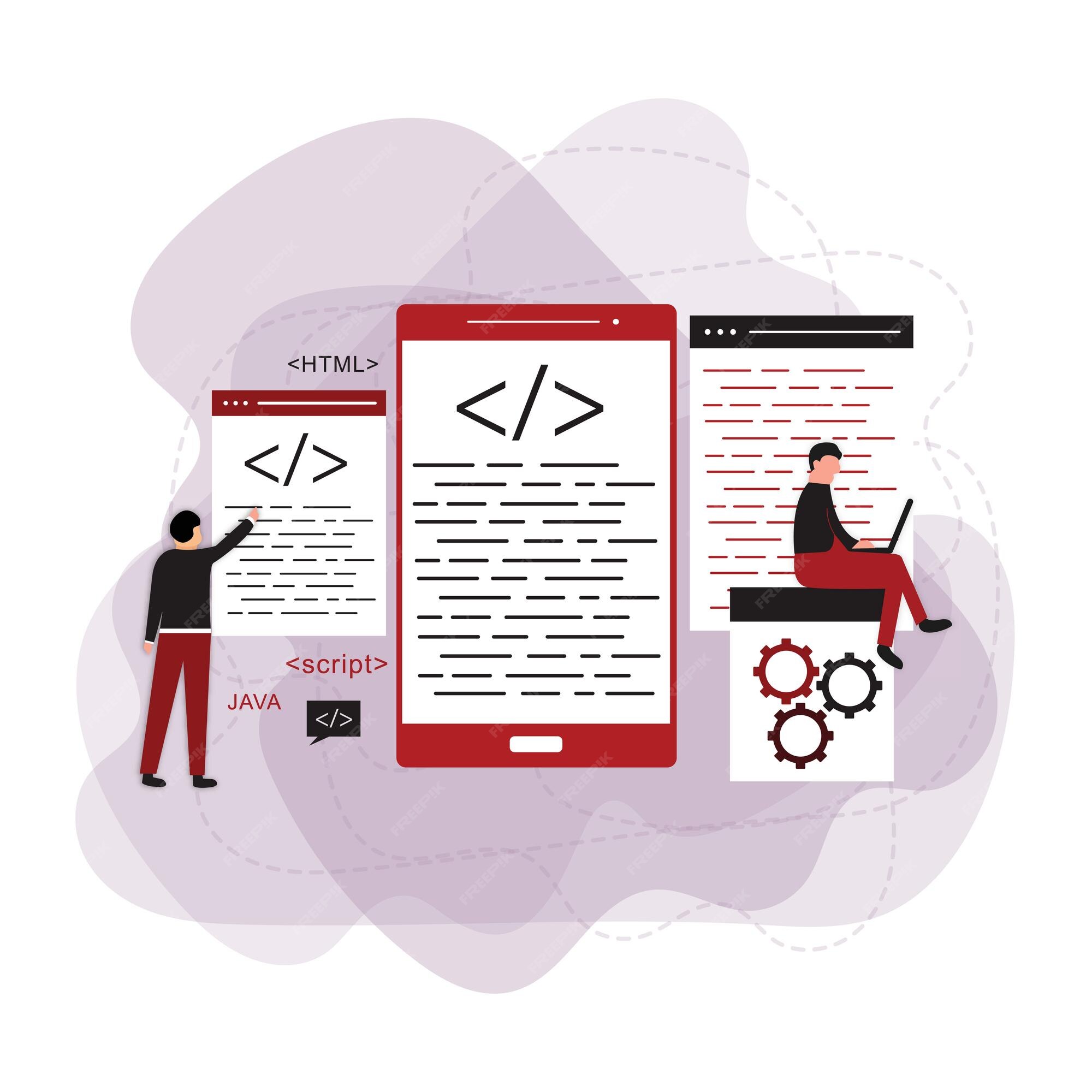 Concepto de codificación y programación de scripts javascript php python html otros lenguajes ...