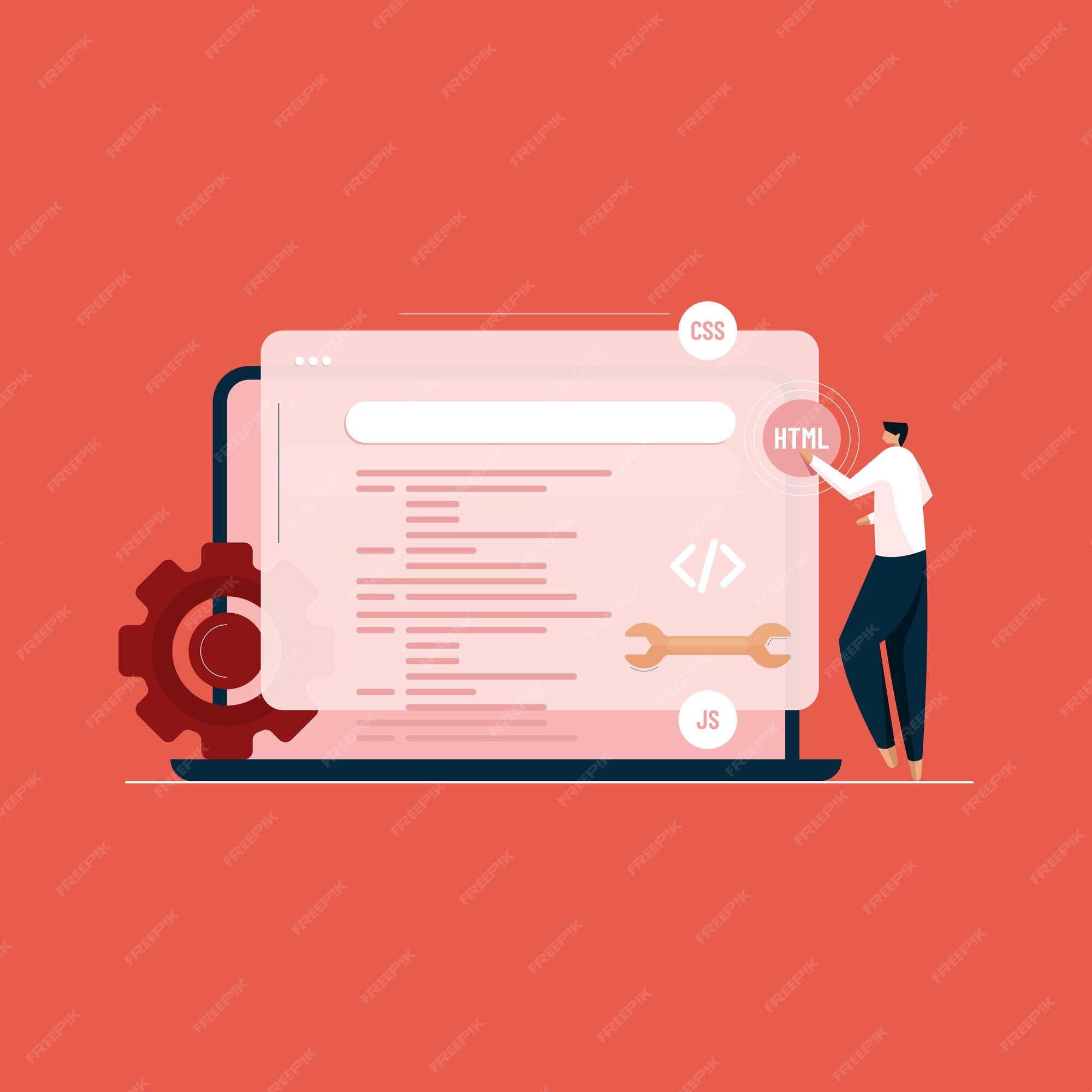 Concepto de vector de codificación de desarrollo web y programación de ...