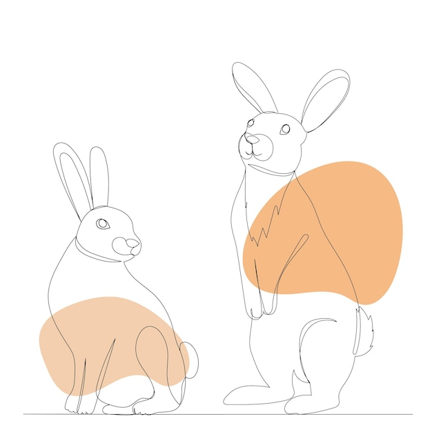 Conejo dibujando una línea continua. | Vector Premium Conejo dibujando una línea continua. | Vector Premium
