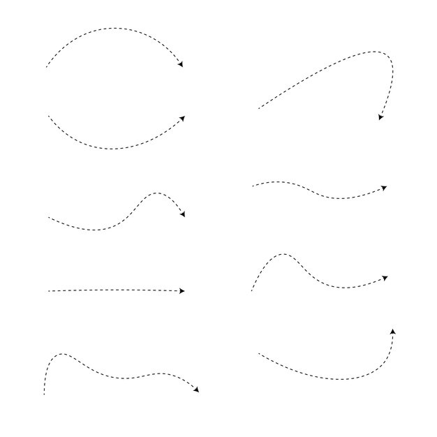 Conjunto de flechas de línea discontinua | Vector Premium Conjunto de flechas de línea discontinua | Vector Premium