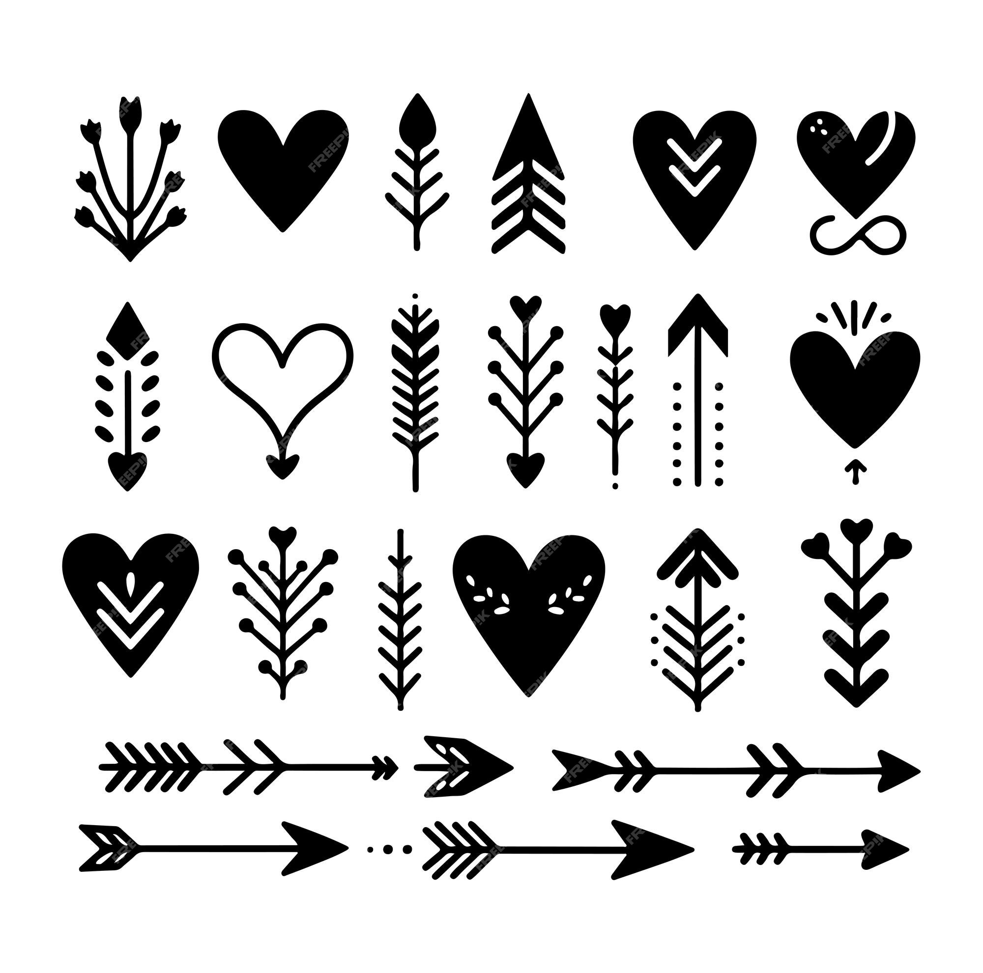 Conjunto De Flechas Románticas Dibujadas A Mano Vector Premium