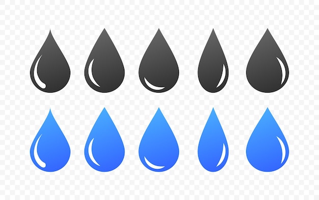 Conjunto de iconos de gotas de agua Conjunto azul plano de gotas de ... Conjunto de iconos de gotas de agua Conjunto azul plano de gotas de ...