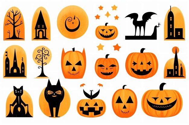 El conjunto de iconos de Halloween estilo calabazas | Vector Premium ... El conjunto de iconos de Halloween estilo calabazas | Vector Premium ...