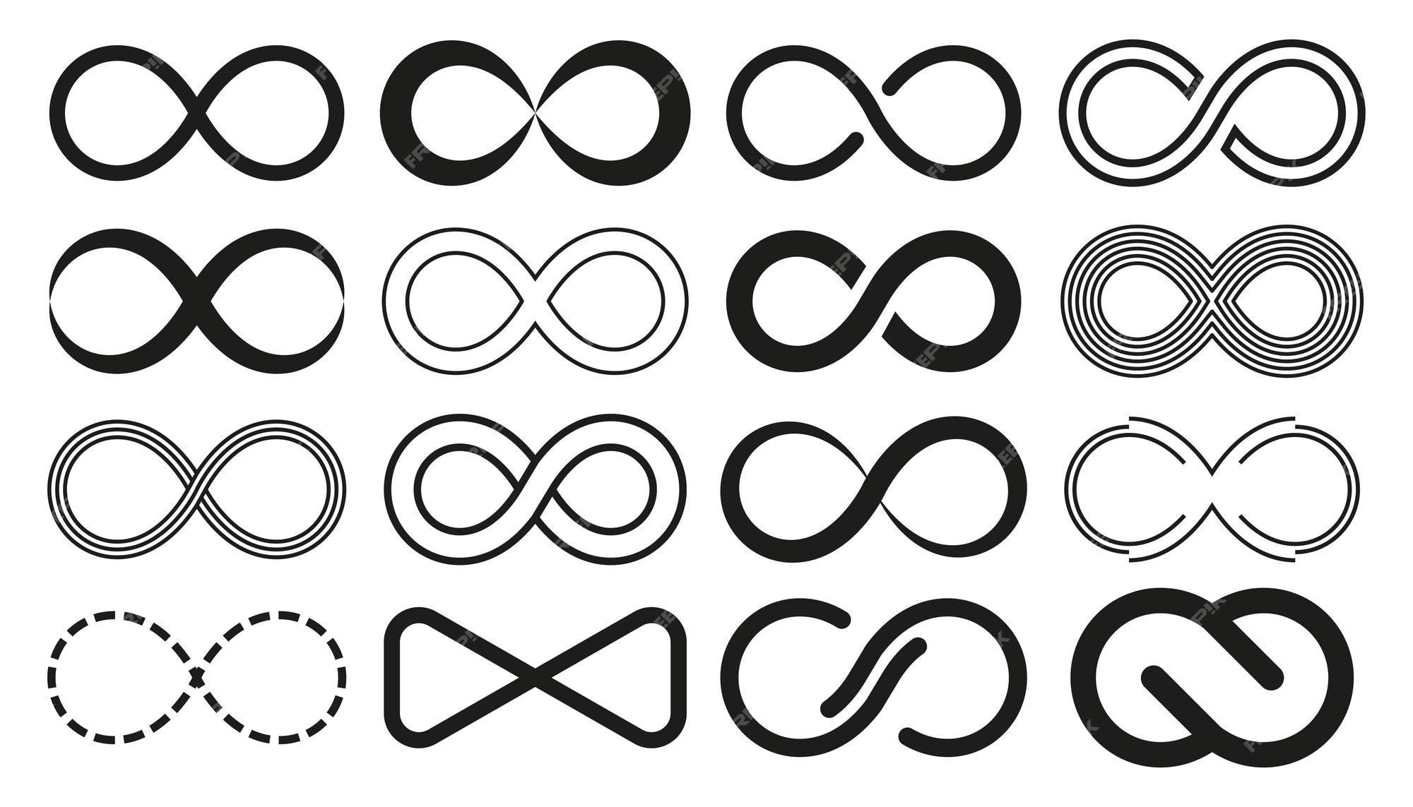 Conjunto De Iconos Infinitos Infinidad Ilimitada Concepto Infinito