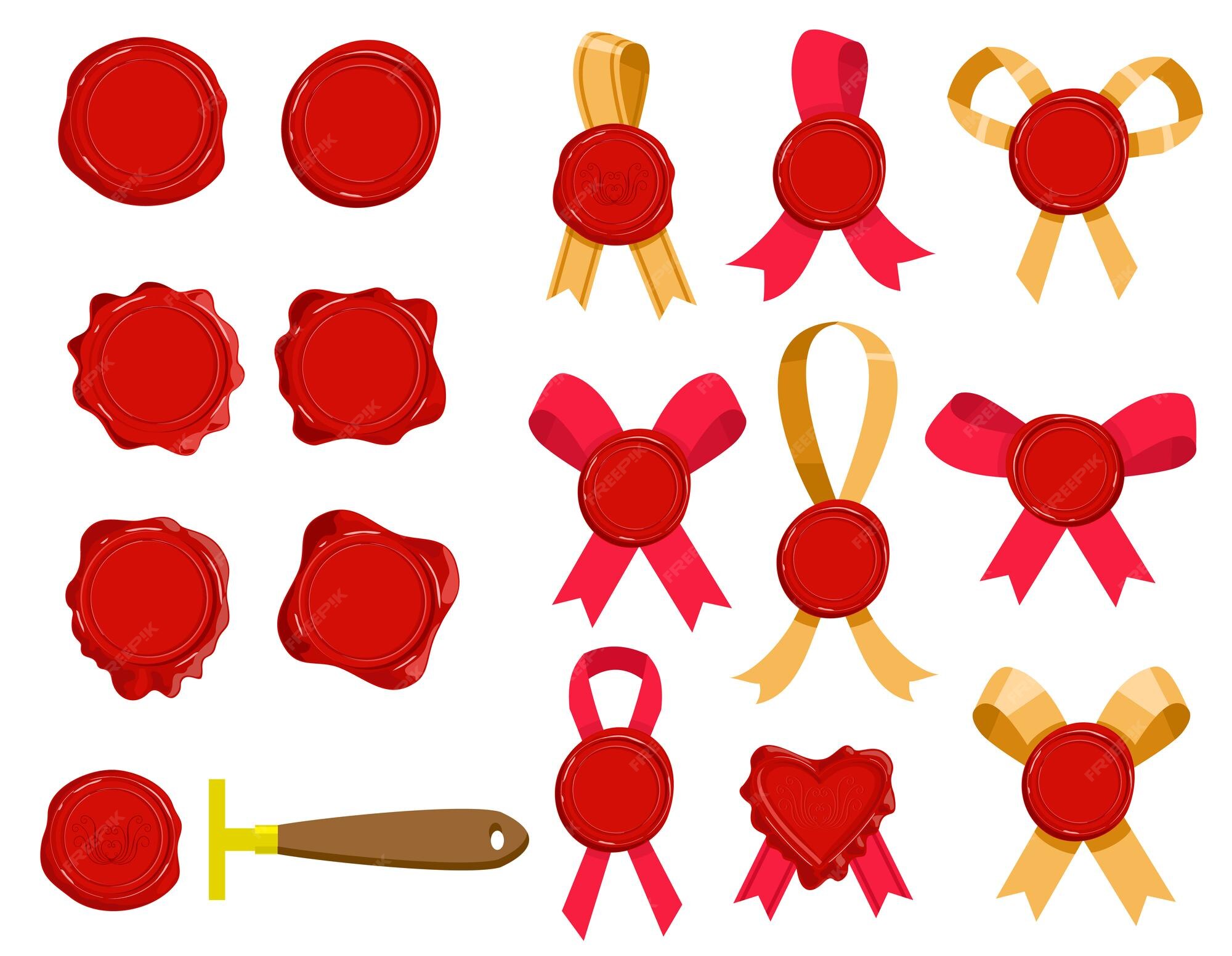 Conjunto de iconos de sellos de cera sello de sellos de cera con cinta ... Conjunto de iconos de sellos de cera sello de sellos de cera con cinta ...