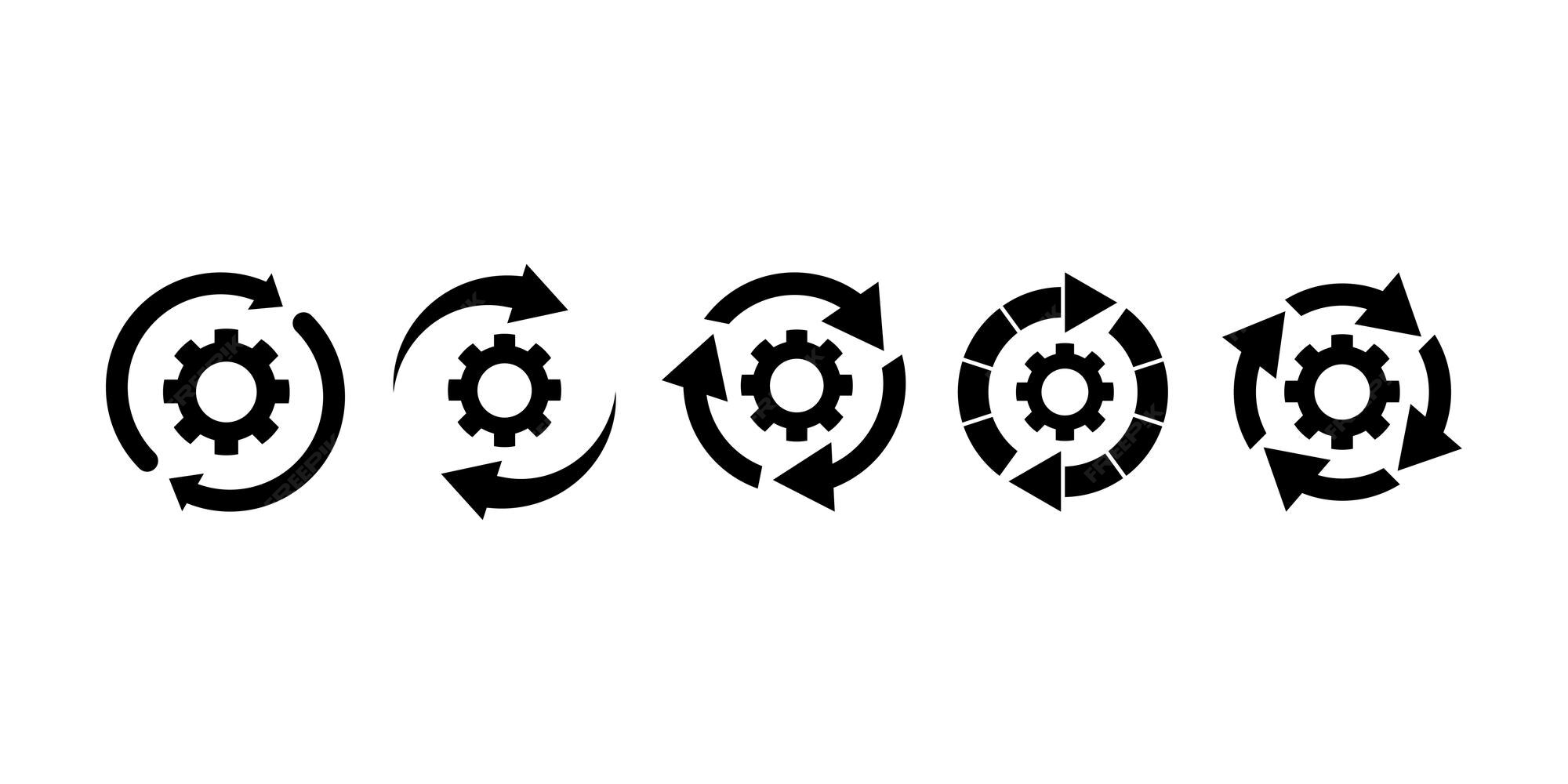 Conjunto De Iconos De Vector De Proceso De Flujo De Trabajo Engranaje