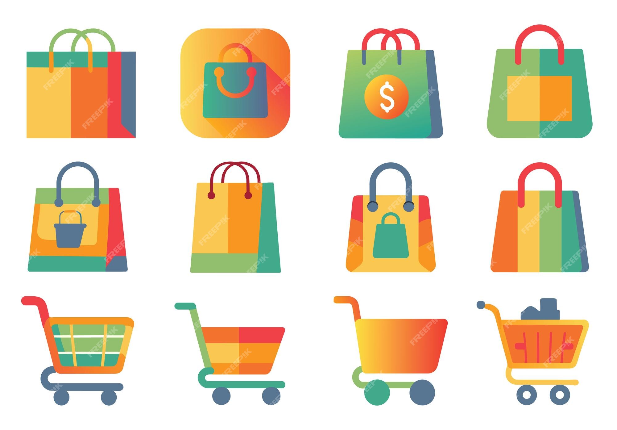 Conjunto de ilustraciones vectoriales de iconos de compras planas ... Conjunto de ilustraciones vectoriales de iconos de compras planas ...