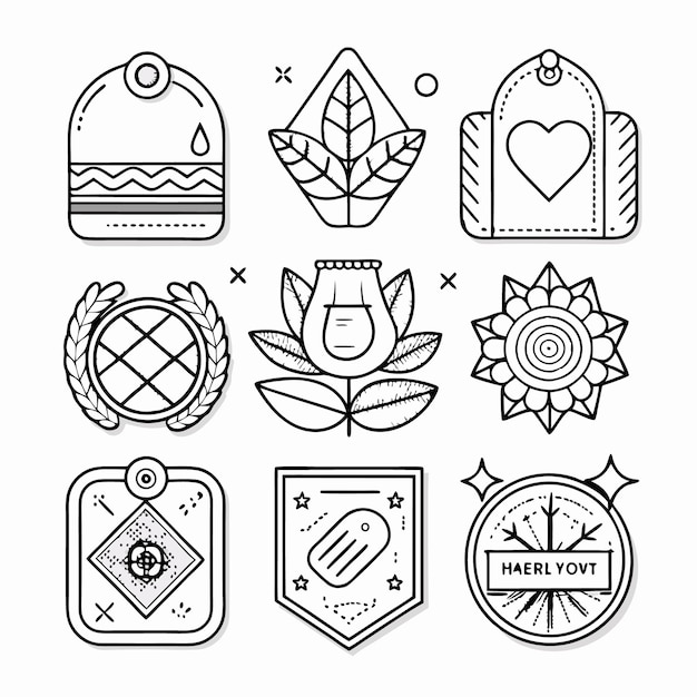 Conjunto de nueve elementos de diseño de insignia | Vector Premium Conjunto de nueve elementos de diseño de insignia | Vector Premium