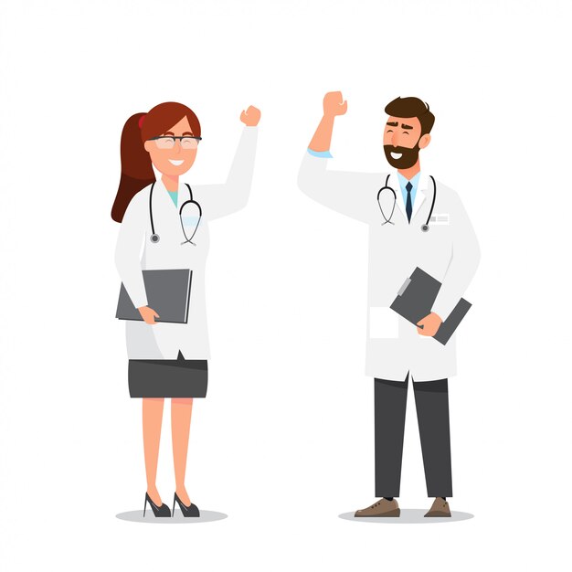 Conjunto De Personajes De Dibujos Animados Médico Concepto De Equipo