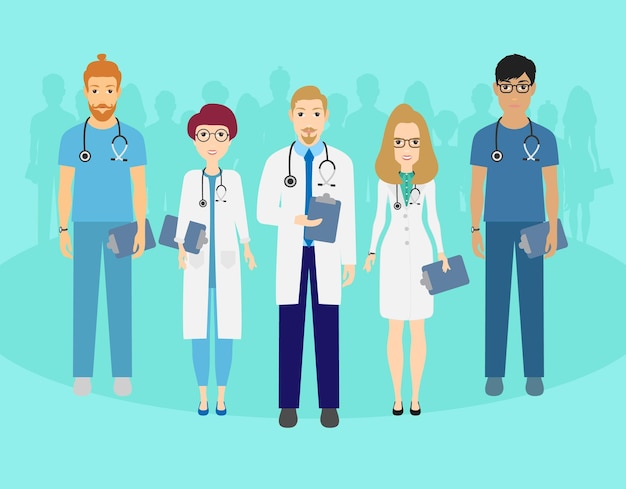 Conjunto De Personajes Médicos Concepto De Equipo Médico En Diseño De
