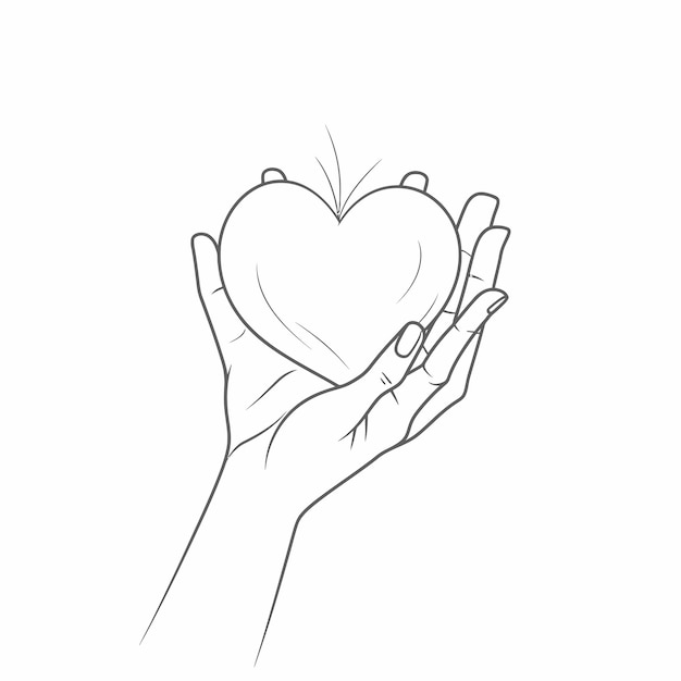 Continuo_una_línea_dibujando_mano_tomando_corazón | Vector Premium Continuo_una_línea_dibujando_mano_tomando_corazón | Vector Premium