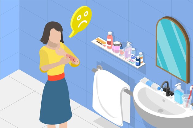 D Ilustración conceptual del vector plano isométrico de la alergia, la ... D Ilustración conceptual del vector plano isométrico de la alergia, la ...