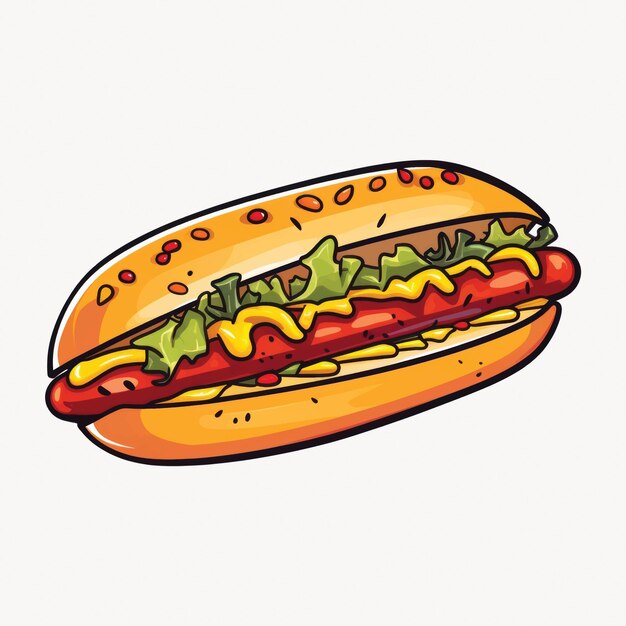 Deliciosa Ilustración De Un Perrito Caliente De Dibujos Animados Vector Premium Generado Con Ia