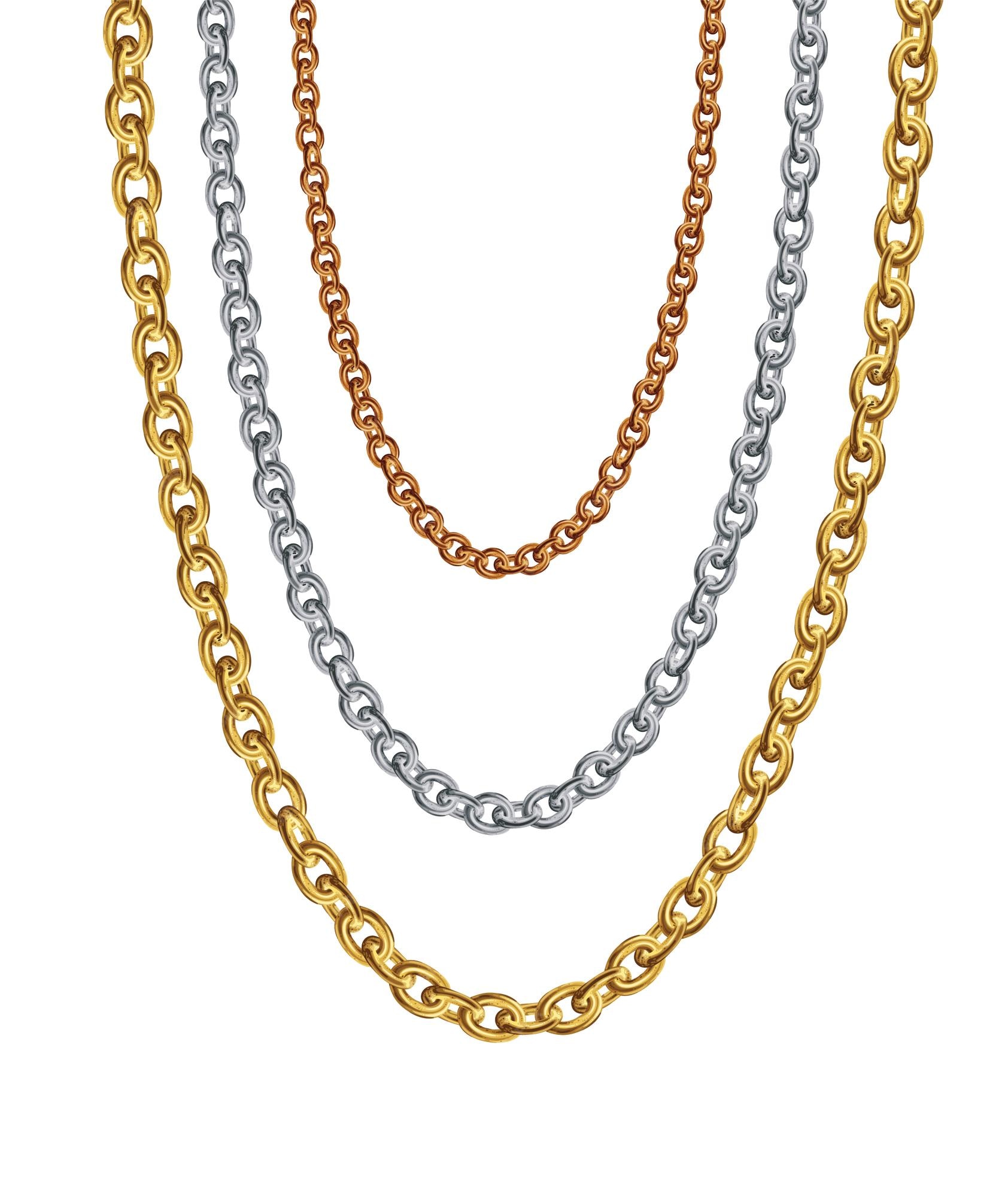 Un Dibujo De Una Cadena Con Cadenas De Oro Y Plata Vector Premium