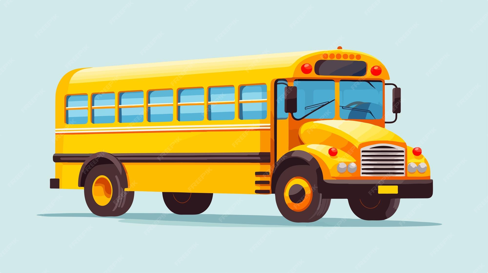 Un dibujo de dibujos animados de un autobús escolar amarillo con las ... Un dibujo de dibujos animados de un autobús escolar amarillo con las ...