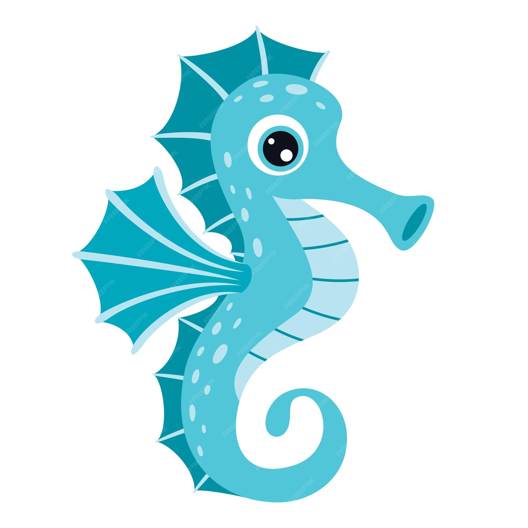 Dibujo De Dibujos Animados De Un Caballito De Mar Vector Premium