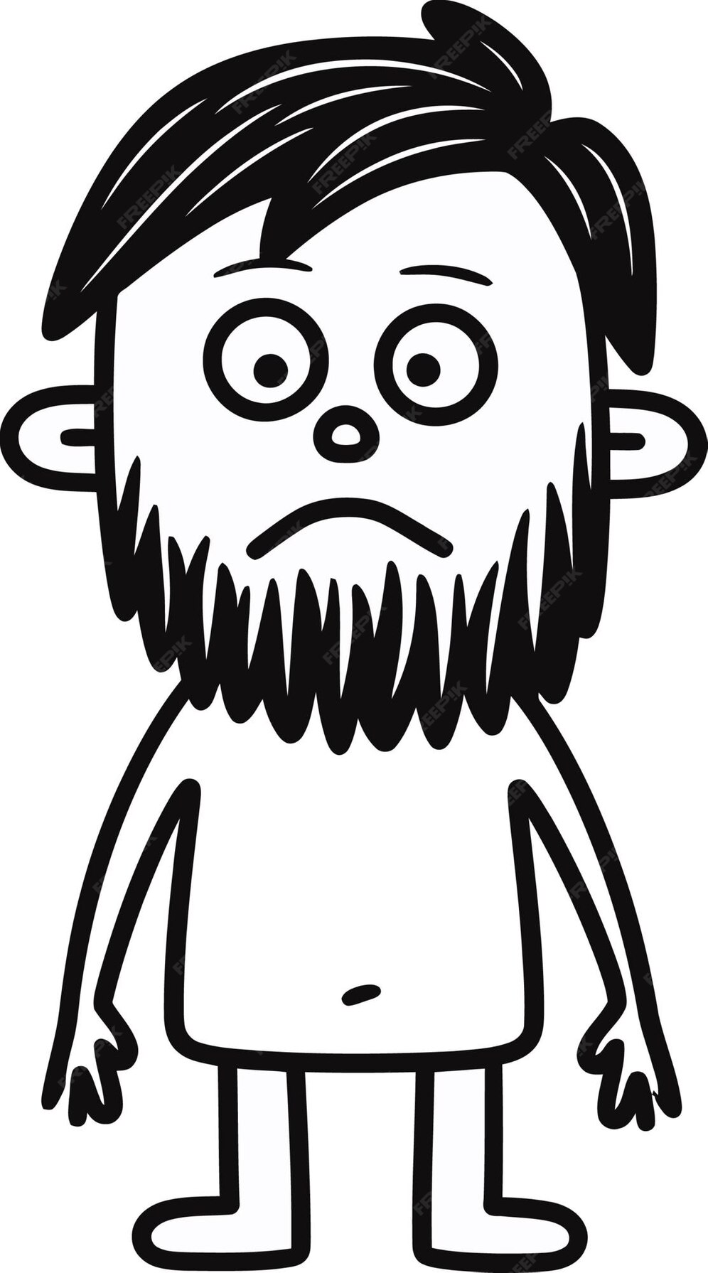 Un Dibujo De Dibujos Animados De Un Hombre De Aspecto Triste Con Una Expresión Triste Vector