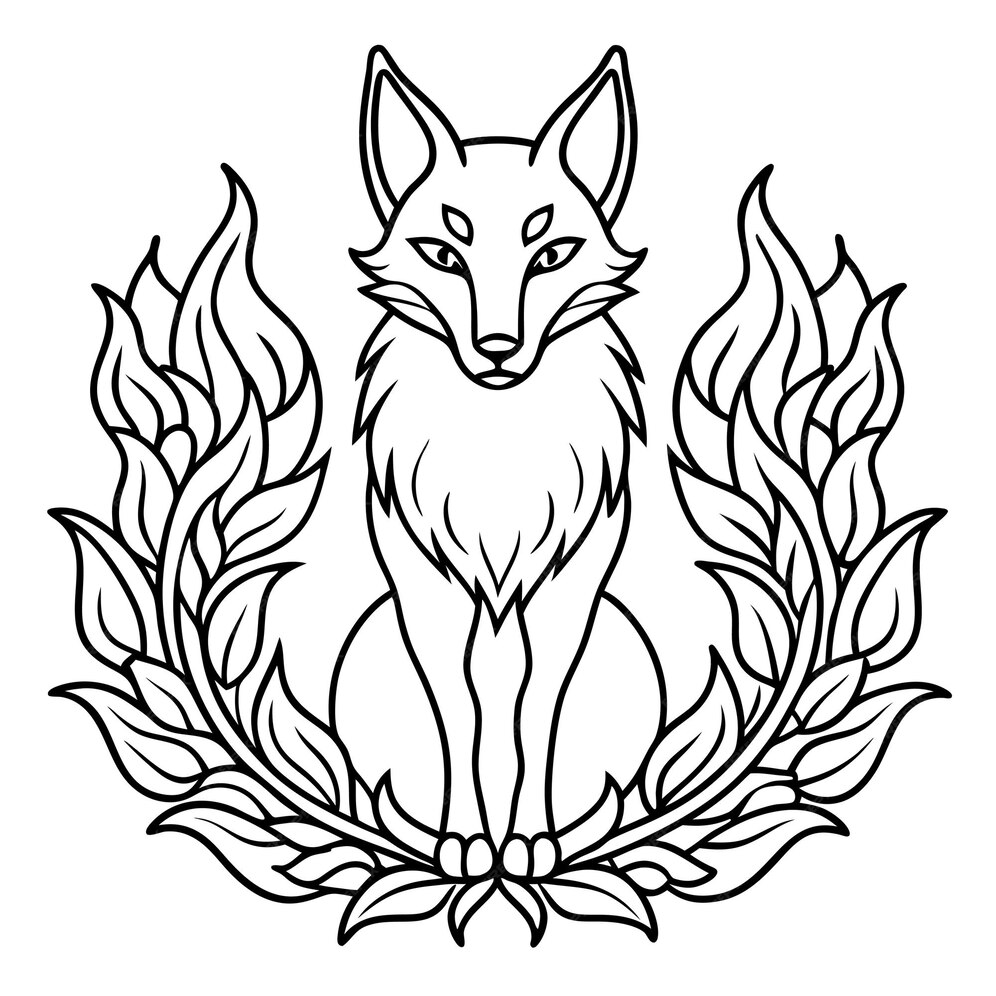 Un Dibujo De Un Lobo Con Una Imagen De Un Lobo En él Vector Premium Generado Con Ia