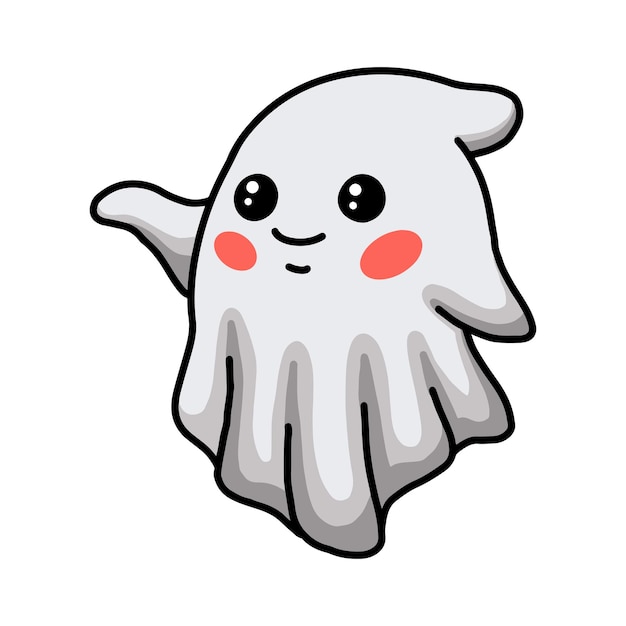 Dibujos Animados Lindo Fantasma Blanco De Halloween Vector Premium