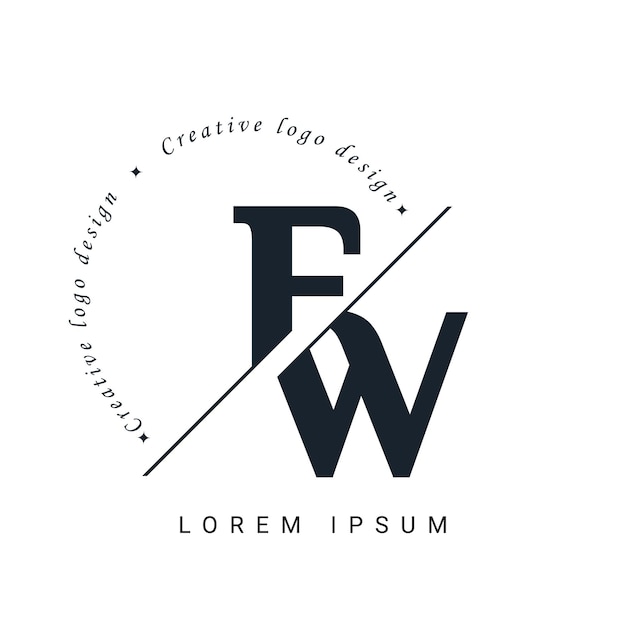 Diseño de la letra FW del logotipo con un corte creativo Diseño ... Diseño de la letra FW del logotipo con un corte creativo Diseño ...