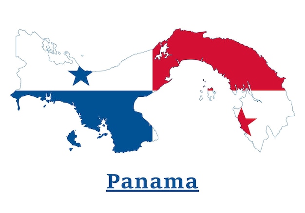 Diseño del mapa de la bandera nacional de panamá, ilustración de la ... Diseño del mapa de la bandera nacional de panamá, ilustración de la ...