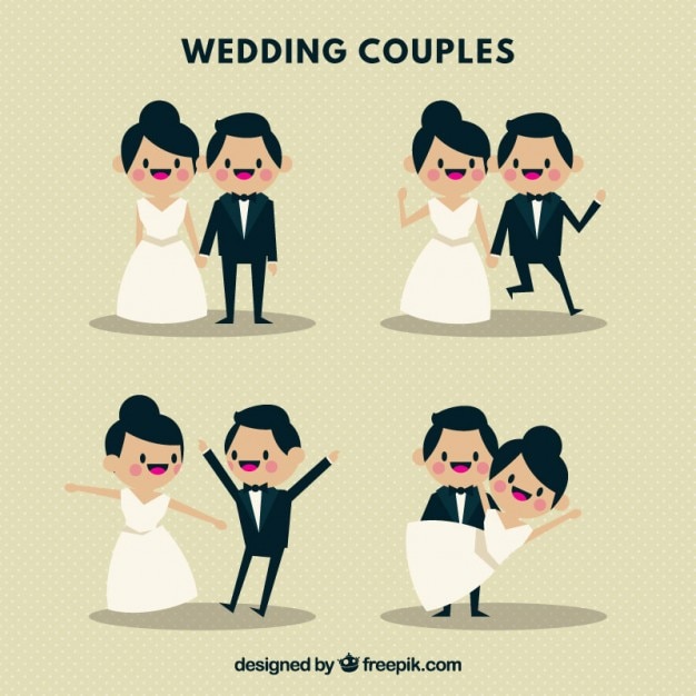 Divertida y joven pareja de novios | Vector Premium Divertida y joven pareja de novios | Vector Premium