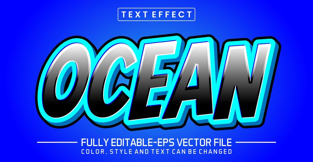 Efecto de estilo de texto de océano efecto de texto editable | Vector ... Efecto de estilo de texto de océano efecto de texto editable | Vector ...