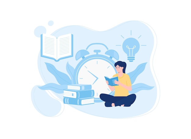 Es Hora De Aprender A Leer Una Ilustración Plana Del Concepto De Tendencia De Libros Vector