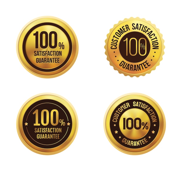 Etiqueta de sello de insignia de garantía de satisfacción de oro de ... Etiqueta de sello de insignia de garantía de satisfacción de oro de ...