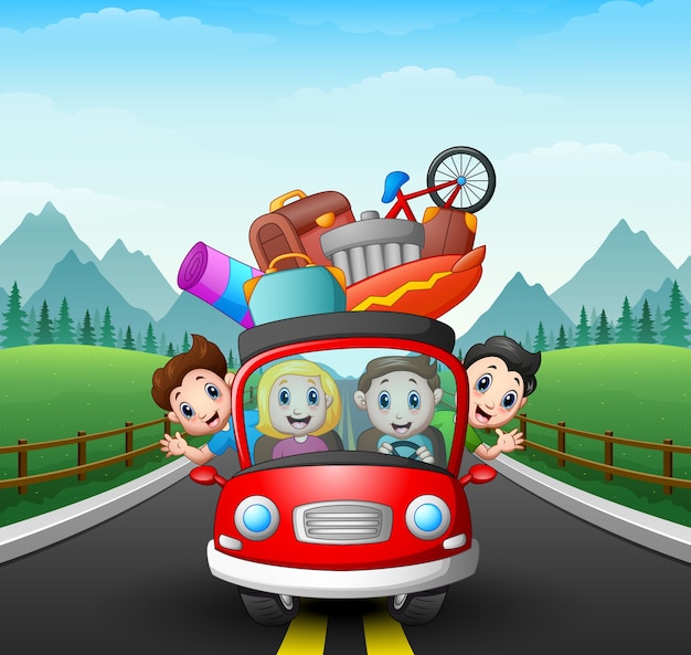 Familia viajando en el coche | Vector Premium Familia viajando en el coche | Vector Premium