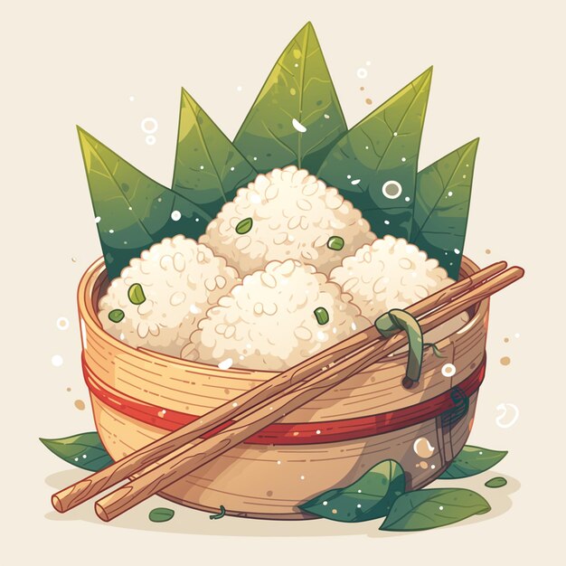 Las familias se reúnen para hacer arroz pegajoso Zongzi | Vector Premium Las familias se reúnen para hacer arroz pegajoso Zongzi | Vector Premium