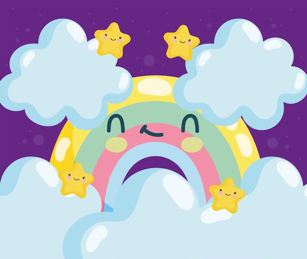 Feliz Lindo Arco Iris Vector Premium