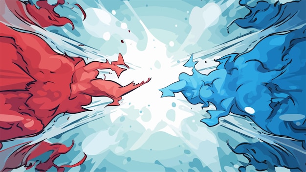 Fondo de dibujos animados dinámicos de lucha en colores azul y rojo ... Fondo de dibujos animados dinámicos de lucha en colores azul y rojo ...