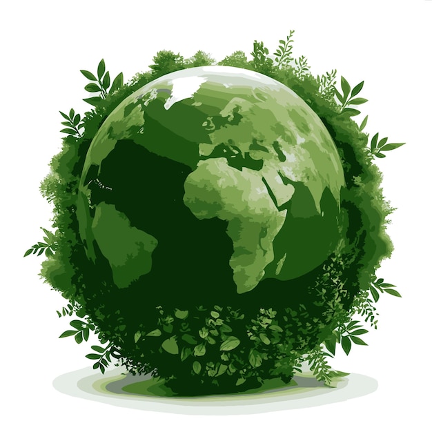 Un Globo Con Un Mundo Verde Y árboles A Su Alrededor Vector Premium