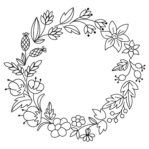 Guirnalda de flores. marco de flores | Vector Premium Guirnalda de flores. marco de flores | Vector Premium