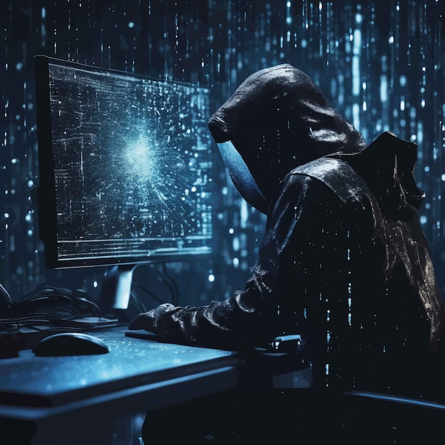 Hacker Con Capucha Y Computadora Portátil Hacker Con Capucha Y Computadora Portátil Hacker Con