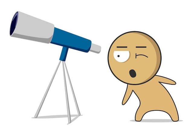 Hombre mirando a través de un telescopio | Vector Premium Hombre mirando a través de un telescopio | Vector Premium